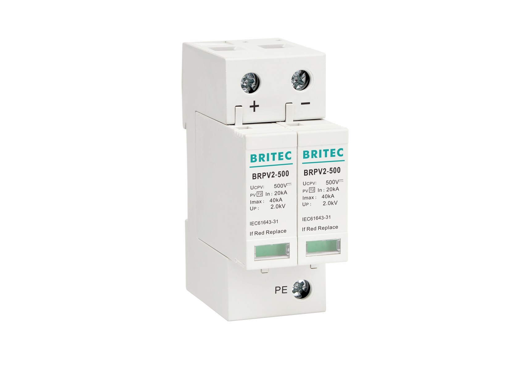 2P Pv Surge Protection Device 40KA DC Surge Protector 500V Untuk Sistem ...